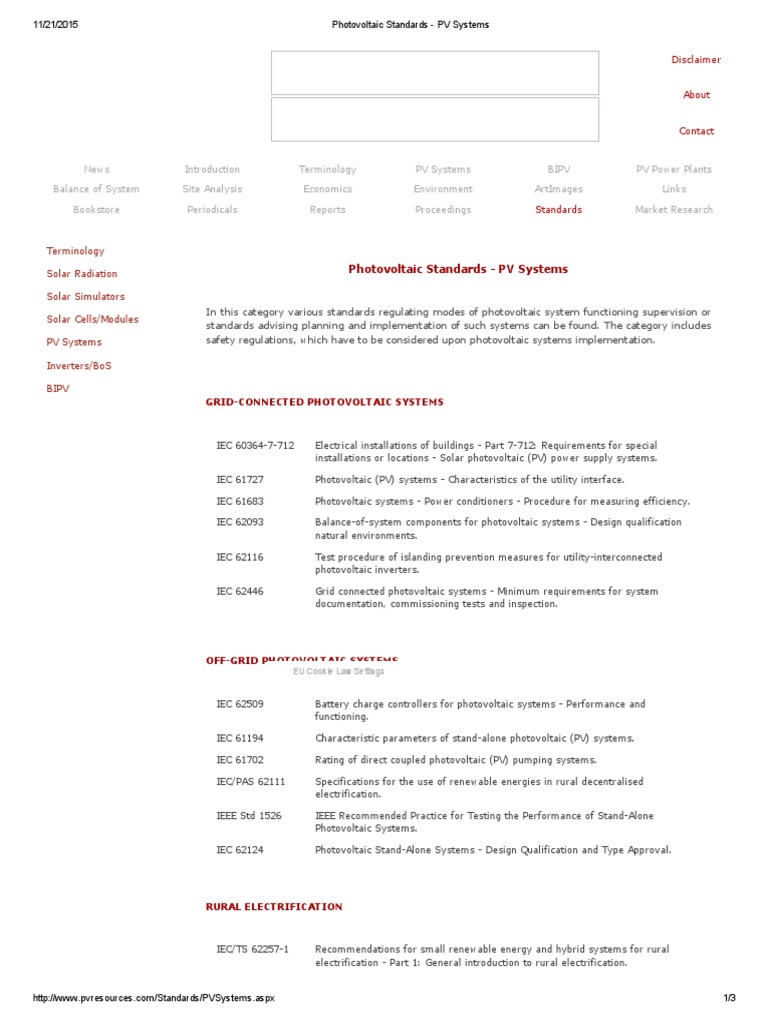 Photovoltaic Standards - PV Systems | PDF | Photovoltaic System ...