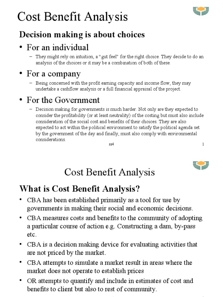 Cost Benefit Analysis: Decision Making Is About Choices | PDF | Cost ...
