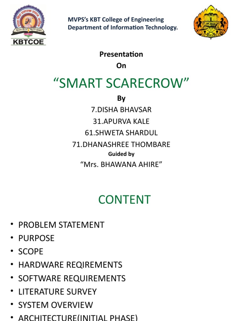 "Smart Scarecrow": Presentation On | PDF | Internet Of Things | Android ...