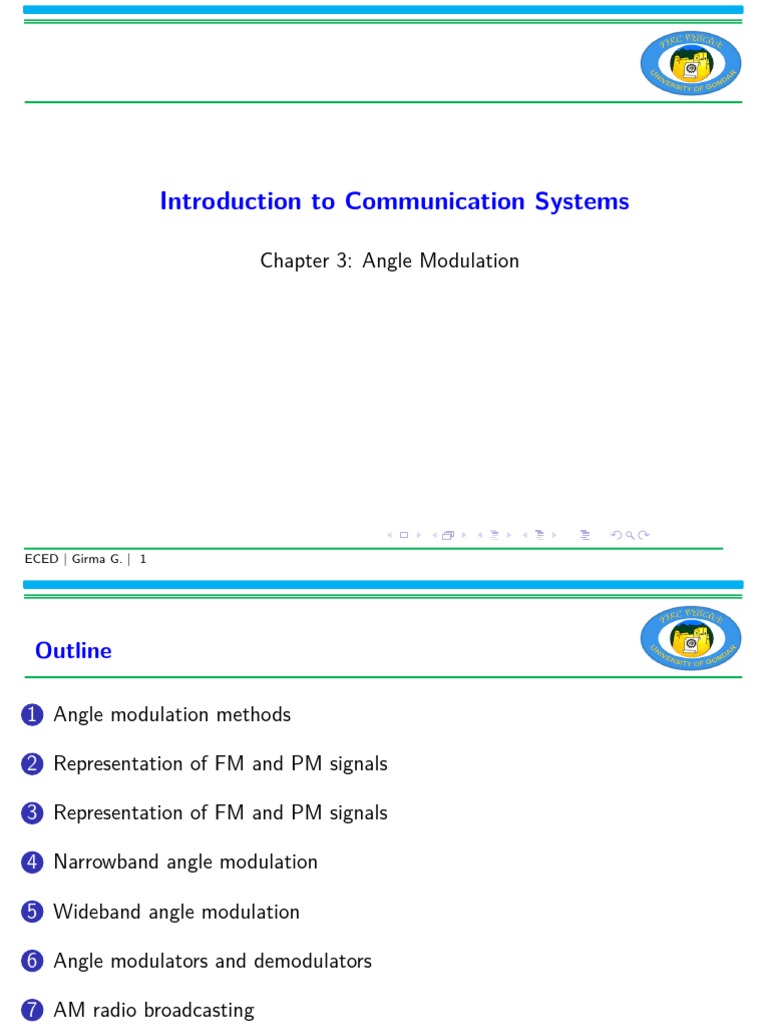 Introduction To Communication Systems Chapter 3 Angle Modulation