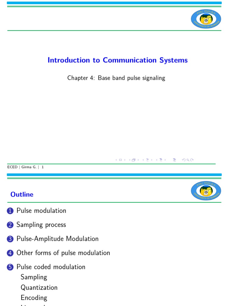 Introduction to Communication Systems: Baseband Pulse Signaling | PDF | Sampling (Signal ...
