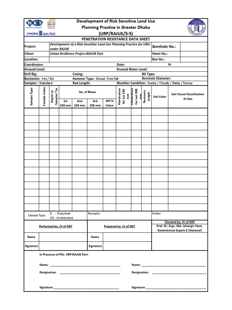 Field Boring Log | PDF | Borehole | Drilling Rig