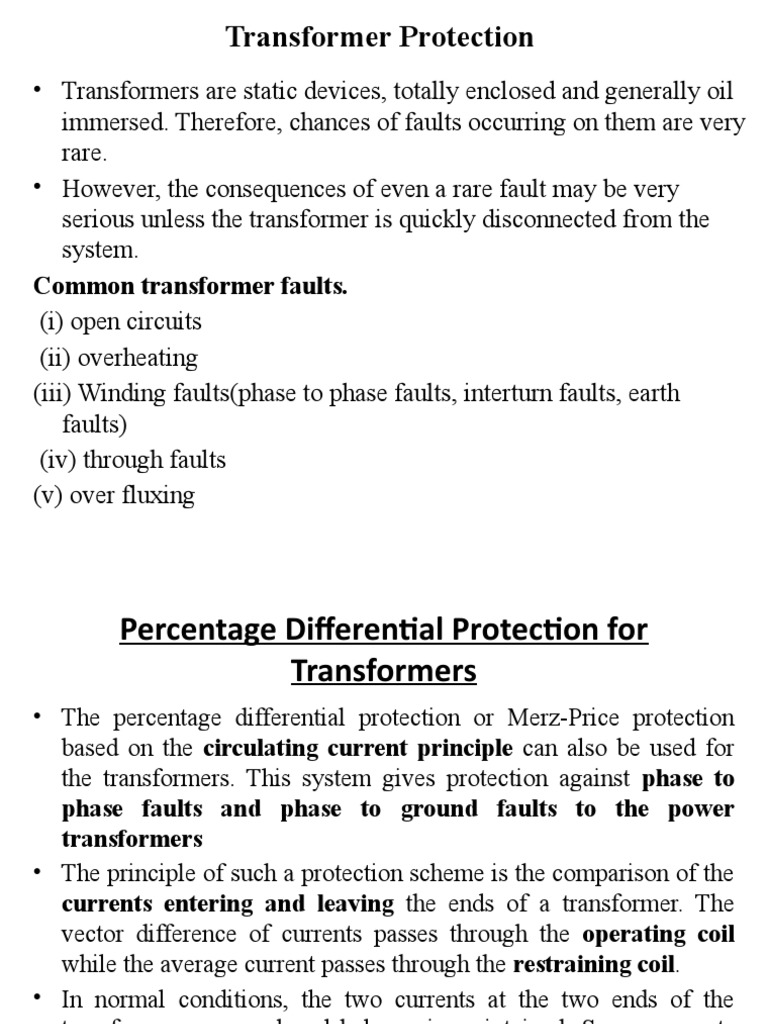 Transformer Protection Common Transformer Faults I Open Circuits Pdf Transformer Relay