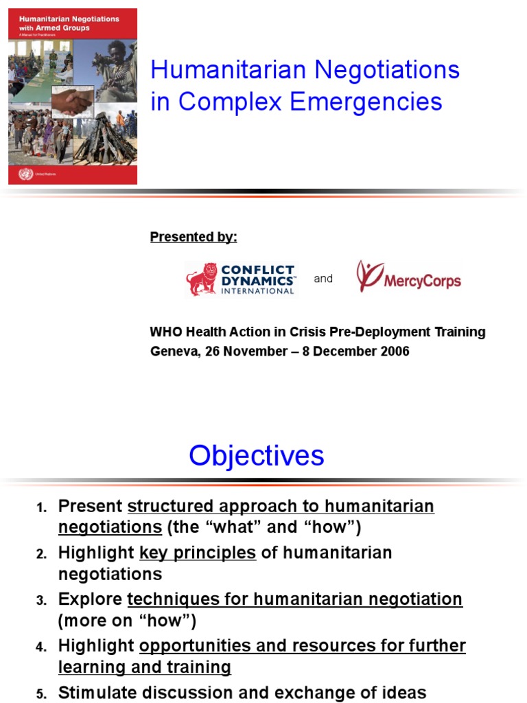 Humanitarian Negotiations in Complex Emergencies | PDF | Humanitarian ...