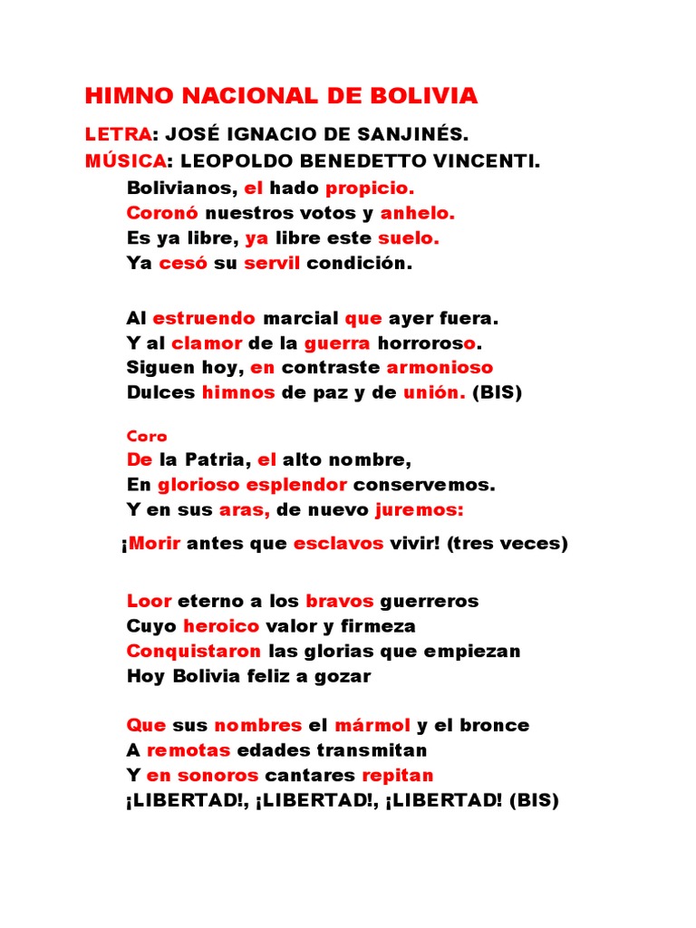 Himno Nacional de Bolivia | PDF
