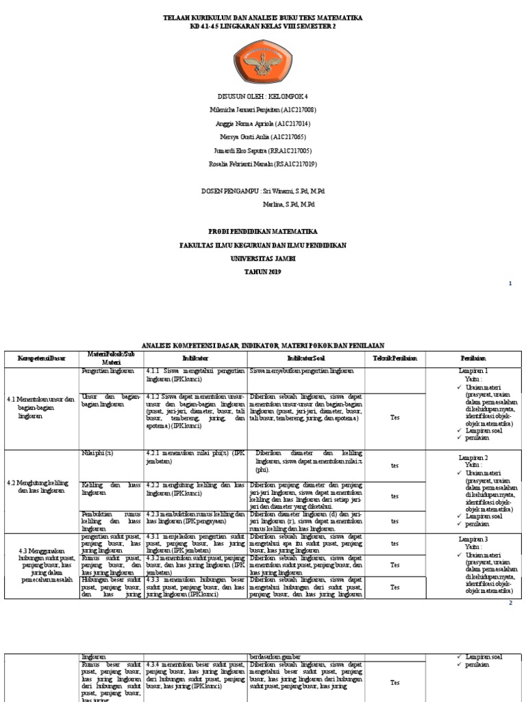Analisis KD Lingkaran Kating | PDF