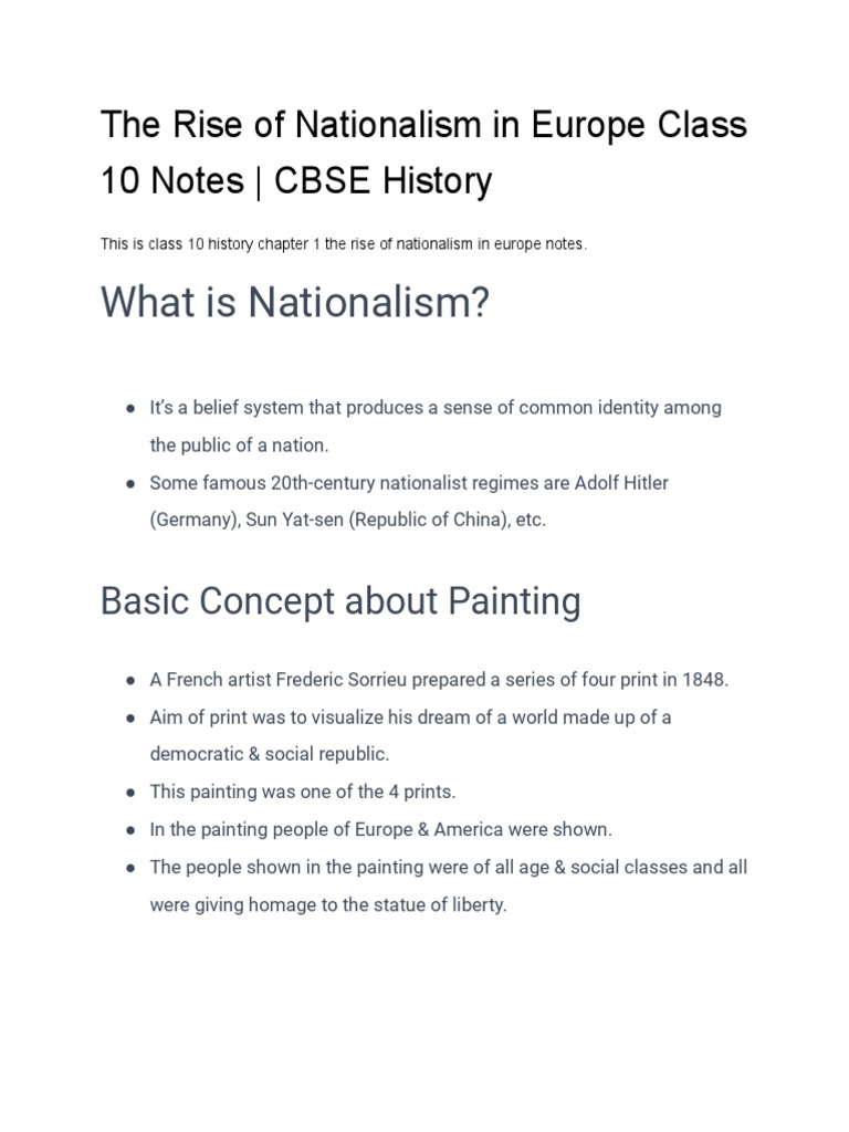 The Rise of Nationalism in Europe Class 10 Notes - History CBSE Chapter ...