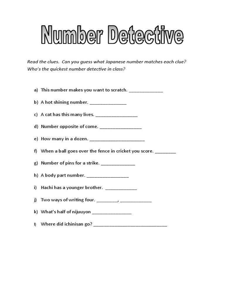 Read The Clues. Can You Guess What Japanese Number Matches Each Clue ...