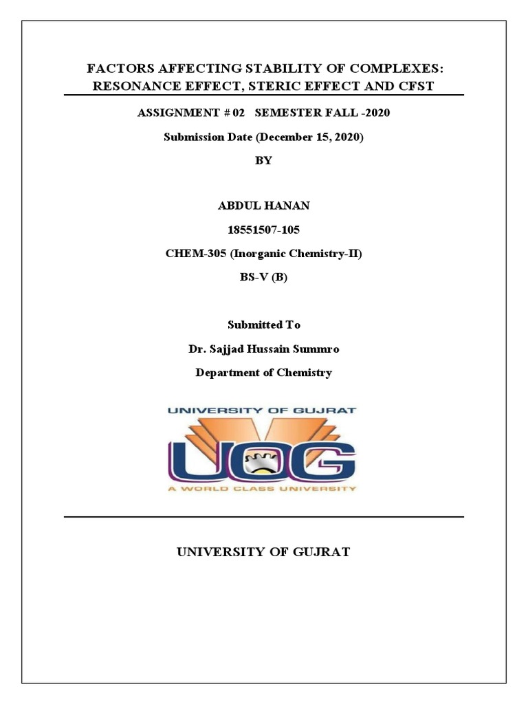 Factors Affecting Stability of Complexes | PDF | Coordination Complex ...