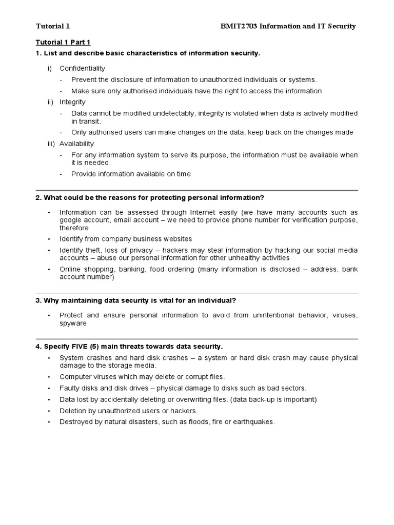 Tutorial 1 BMIT2703 Information and IT Security | PDF | Phishing | Social Engineering (Security)