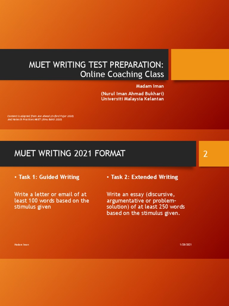 Muet Writing New Format 2021 - Softcopy Notes | PDF | Essays | Question