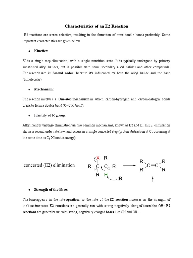 Characteristics & Energy Diagram of An E2 Reaction | PDF