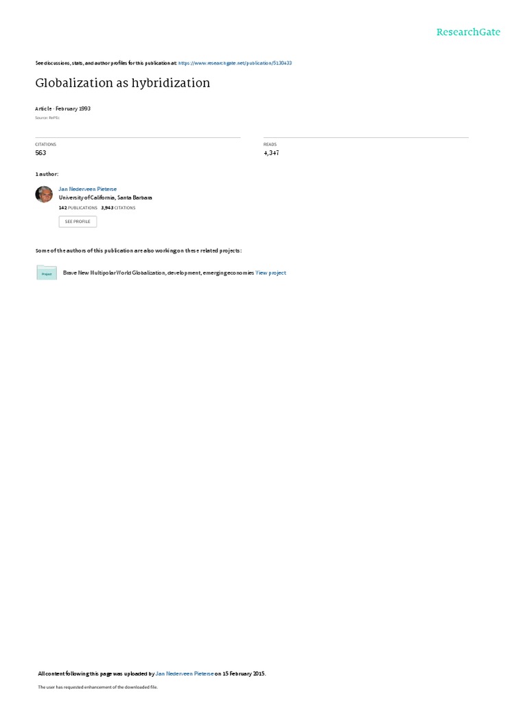 Globalization As Hybridization: February 1993 | PDF