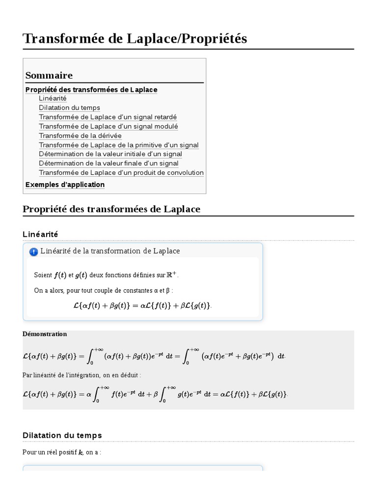 Propriétés de la transformée de Laplace | PDF | Transformation de ...