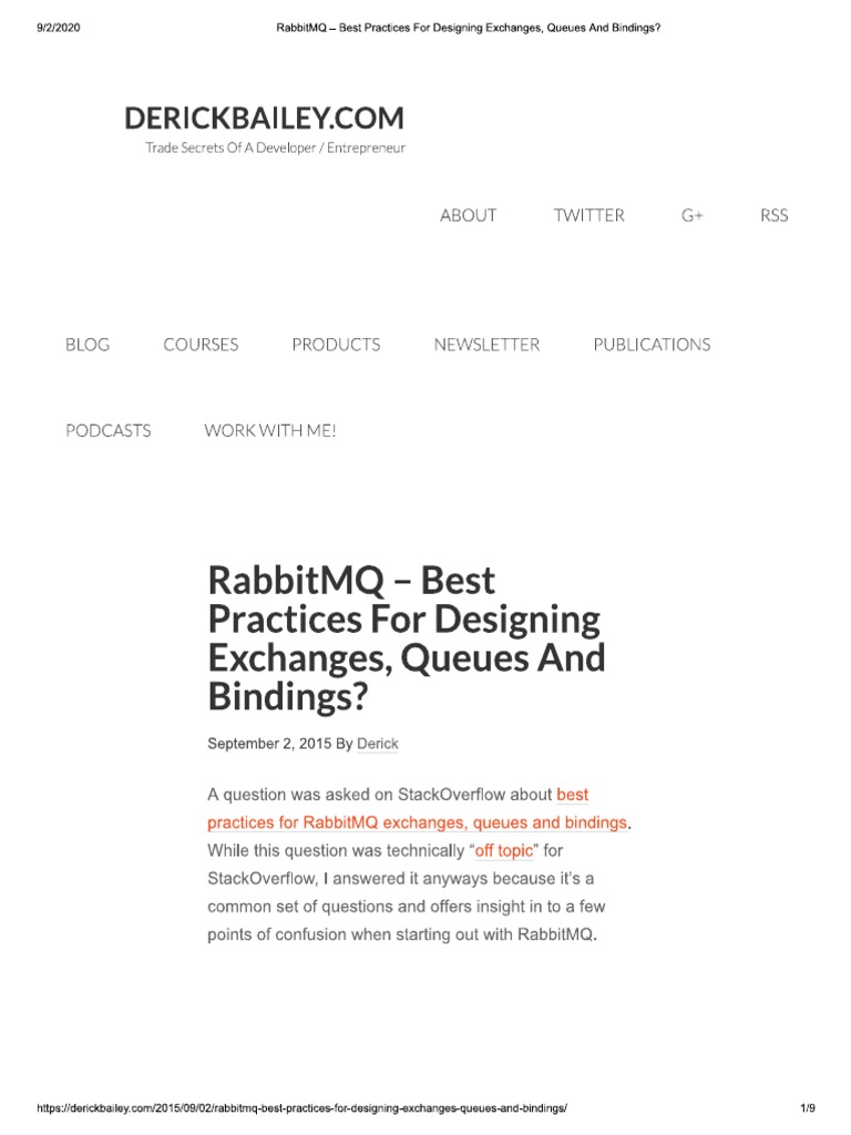 RabbitMQ - Best Practices For Designing Exchanges, Queues and Bindings ...