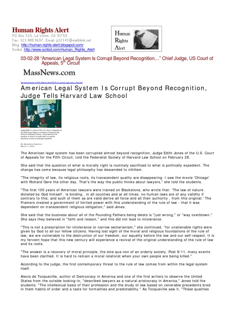 03-02-28 "American Legal System Is Corrupt Beyond Recognition " Chief ...