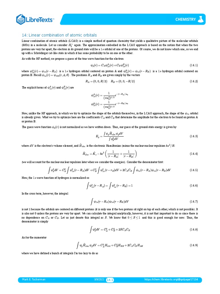 LCAO Method in Quantum Chemistry | PDF | Molecular Orbital | Atomic Orbital