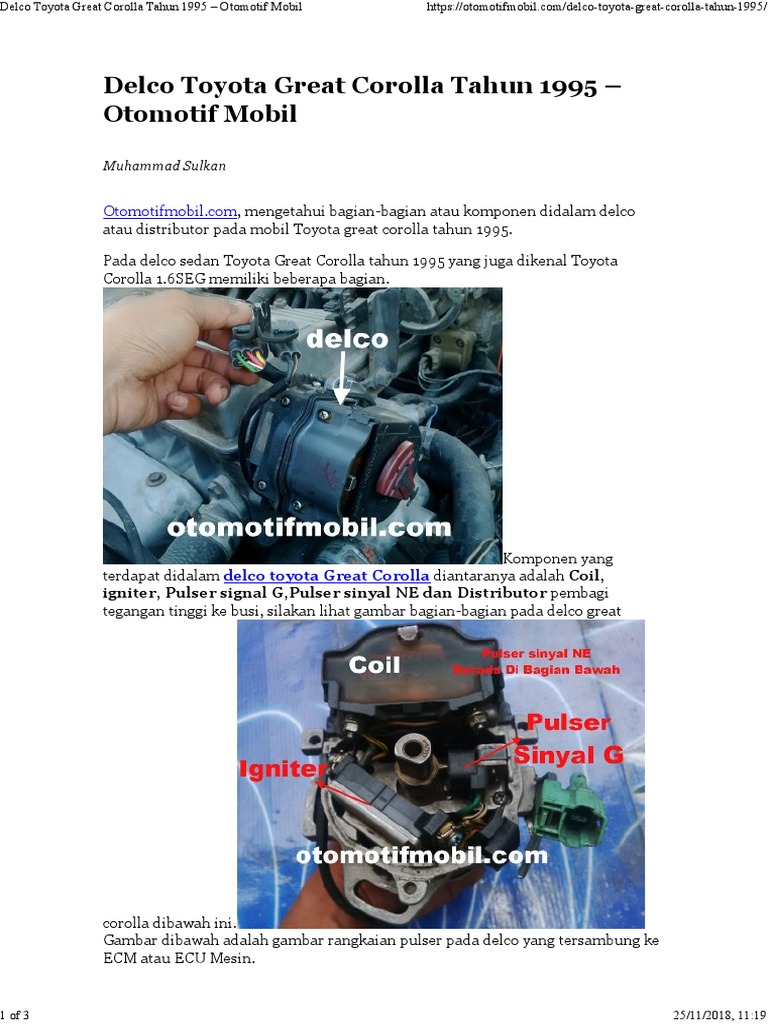Delco Toyota Great Corolla Tahun 1995 - Otomotif Mobil: Muhammad Sulkan ...