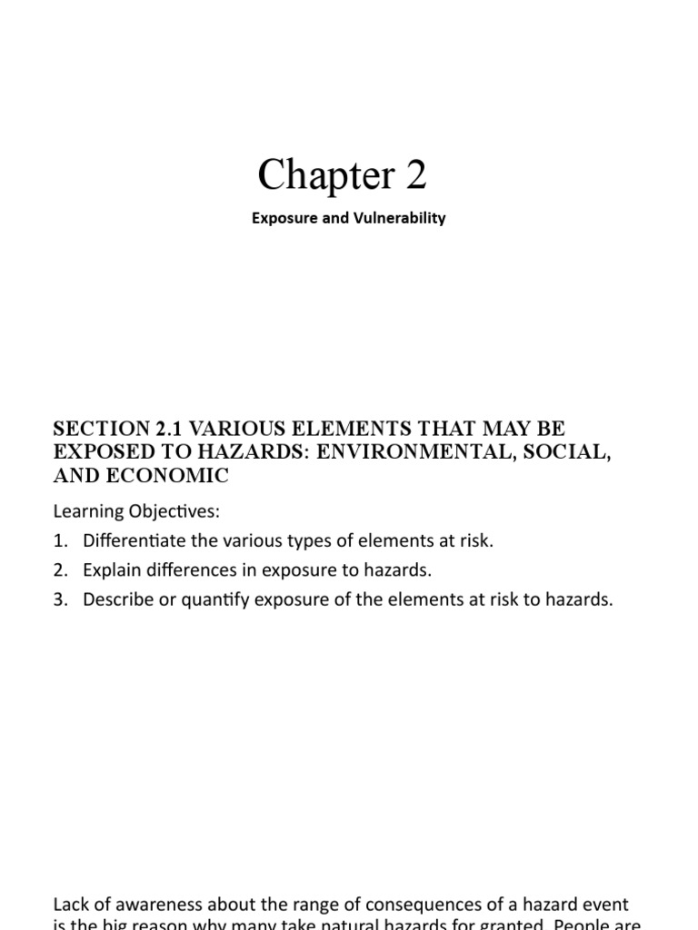 Chapter 2 Exposure and Vulnerability | PDF | Hazards | Risk