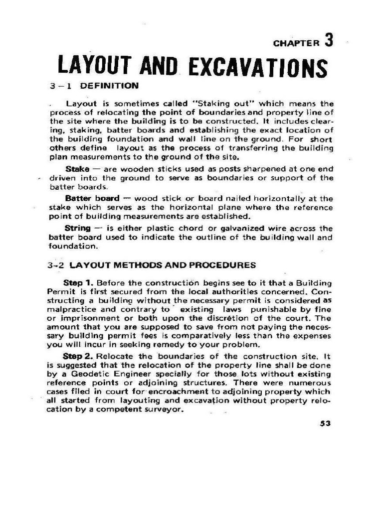 Chapter 3 Layout Excavation | PDF