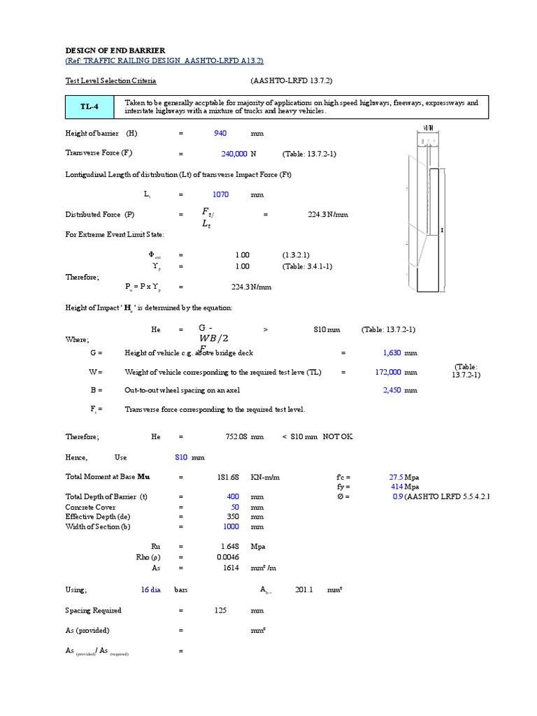 Barrier Design by Yield Line Aashto LRFD | PDF | Controlled Access ...