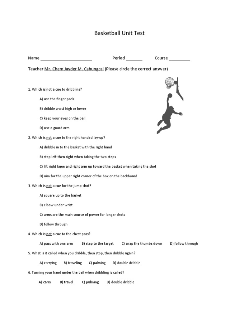 Basketball Unit Test | PDF | Basketball Positions | Ball Games