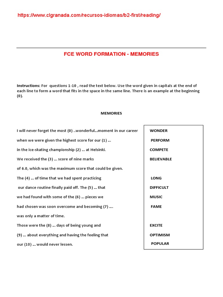 Fce Word Formation Memories | PDF