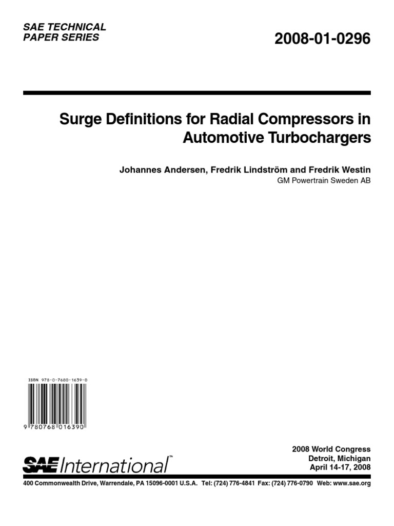 Sae Technical Paper Series: Johannes Andersen, Fredrik Lindström and ...
