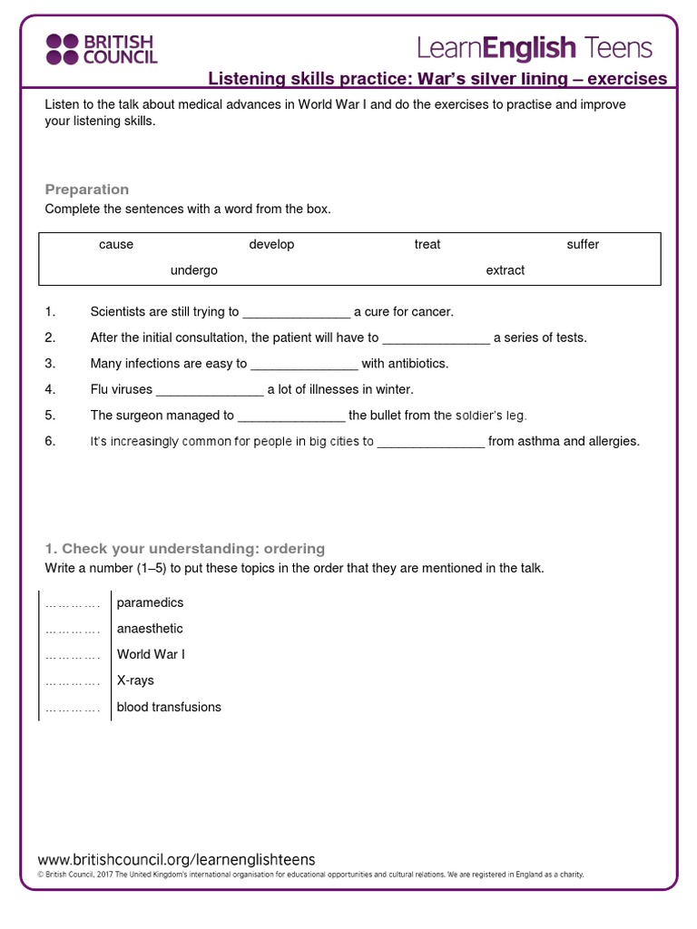 Wars Silver Lining - Exercises 1 | PDF