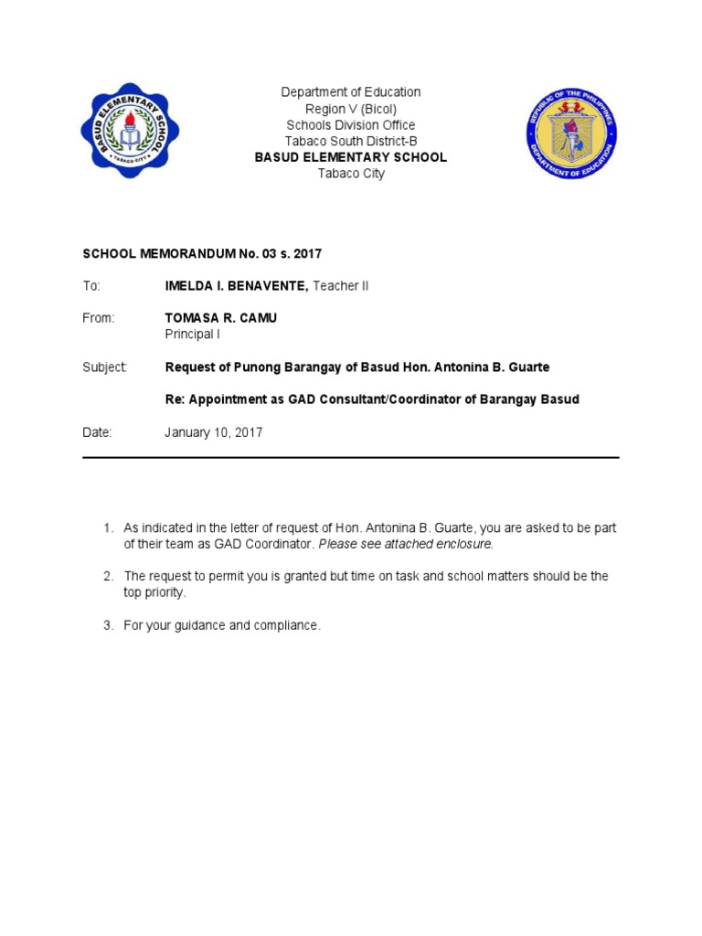 School Memo | PDF