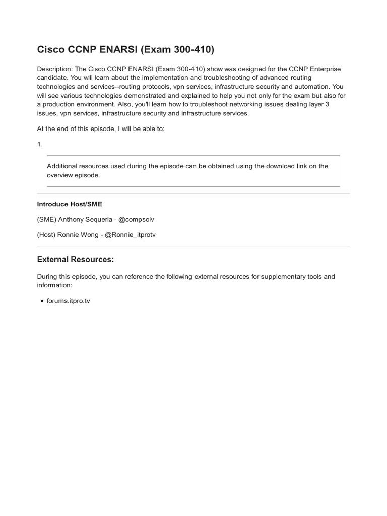 Cisco CCNP ENARSI (Exam 300-410) : External Resources | PDF | Computers ...