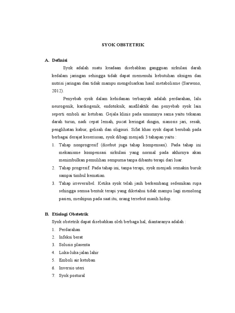 Syok Obstetrik | PDF