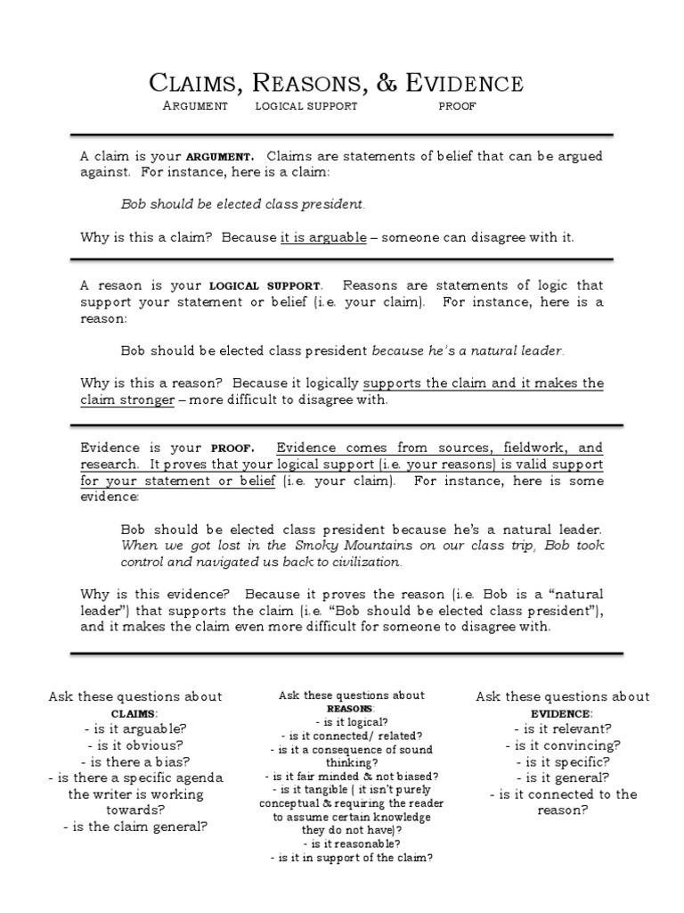 Claims Reason Evidence | PDF | Evidence | Reason