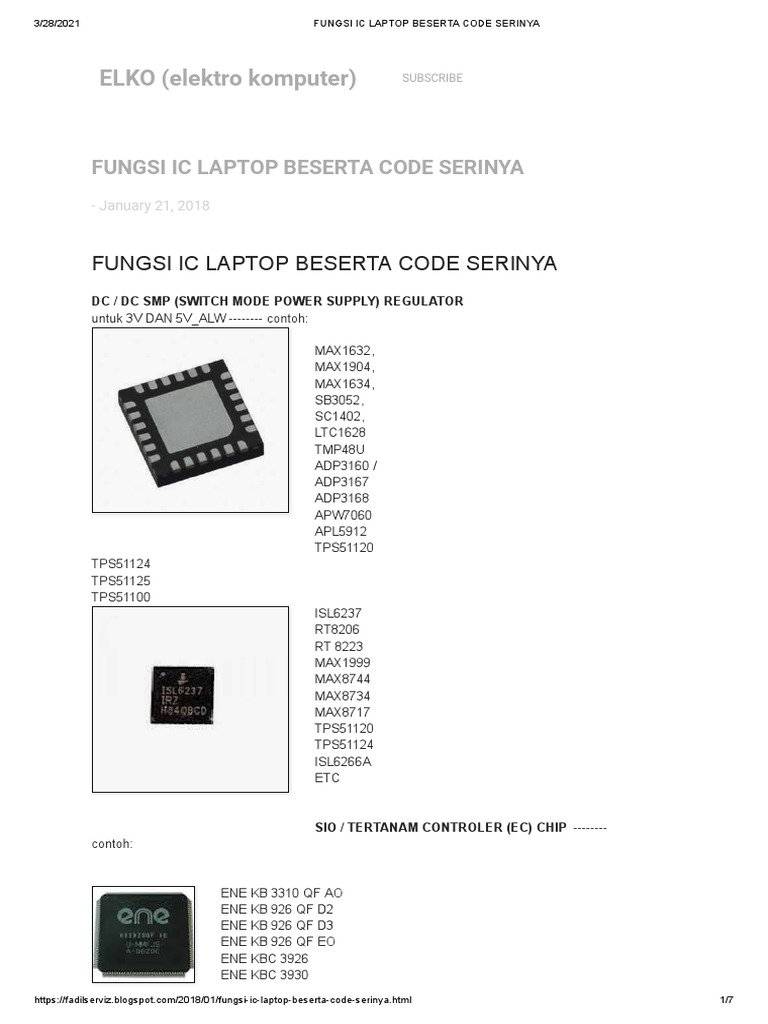 IC Functions and Codes for Laptops | PDF | Personal Computers | Classes ...