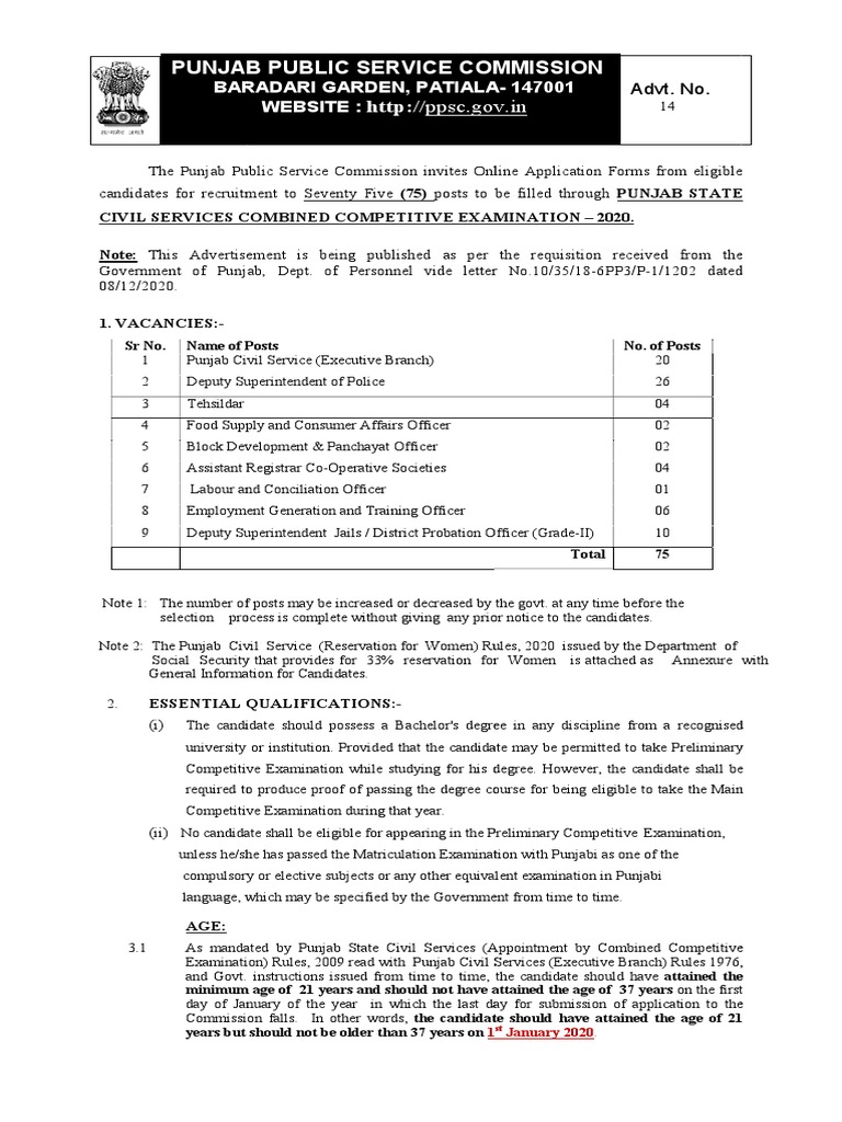 Punjab Public Service Commission Punjab Public Service Commission ...