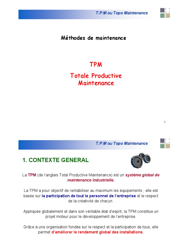 TPM Totale Productive Maintenance - PDF Téléchargement Gratuit | PDF ...