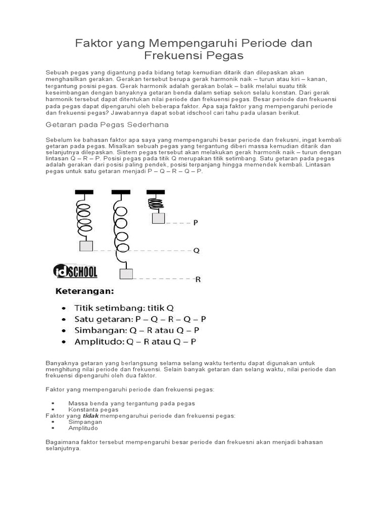 Faktor Yang Mempengaruhi Periode Dan Frekuensi Pegas | PDF