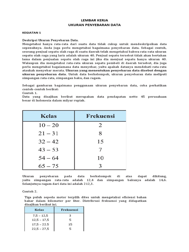 LKPD Ukuran Penyebaran Data | PDF | Metode & Bahan Ajar | Sains & Matematika