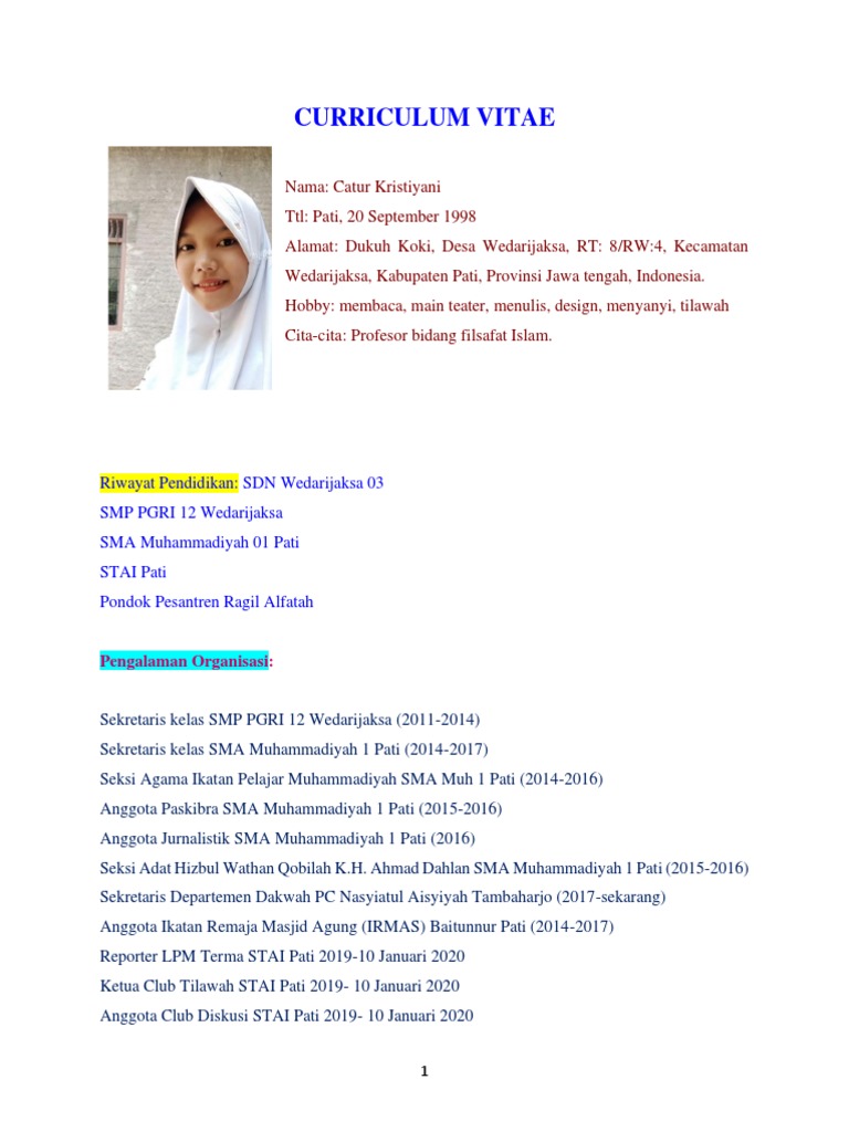 CV Catur Kristiyani | PDF