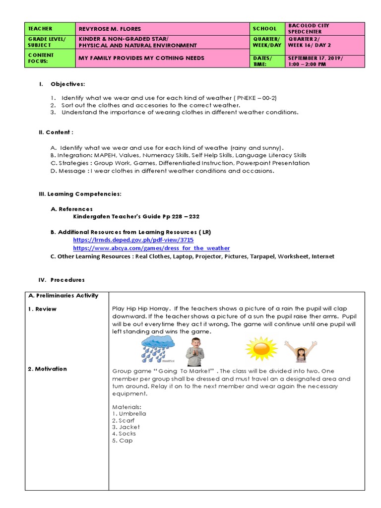 Weather-Appropriate Clothing Activities | PDF | Clothing | Pedagogy