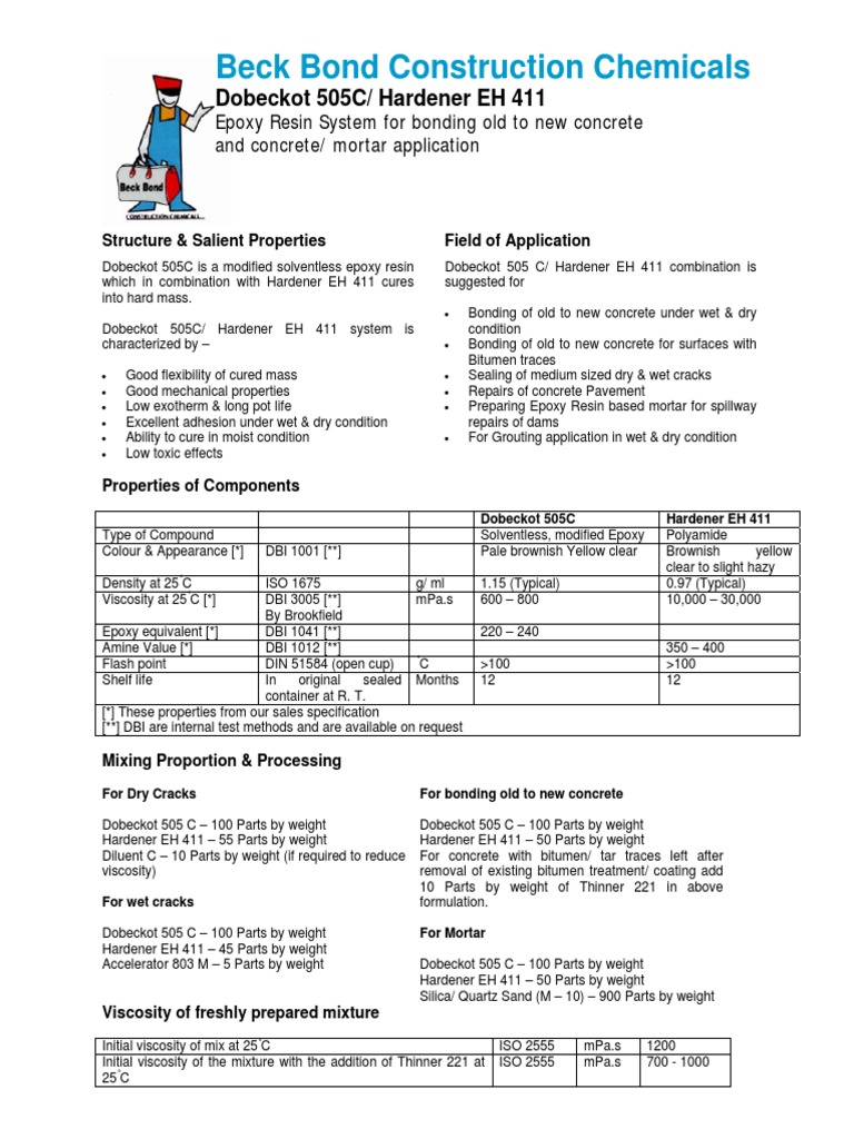 Dobeckot EH-411 & 505C | PDF | Epoxy | Concrete