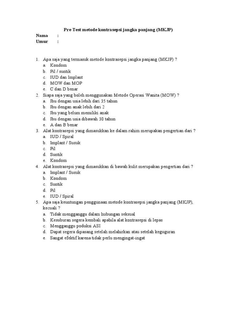 Metode Kontrasepsi Jangka Panjang (MKJP) | PDF | Sains & Matematika