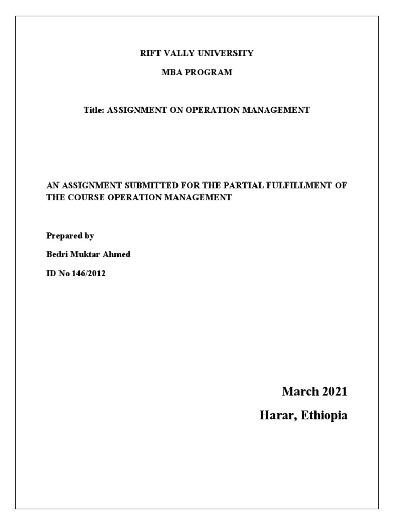Bedri Operation Management Assignment | PDF | Electronic Business ...