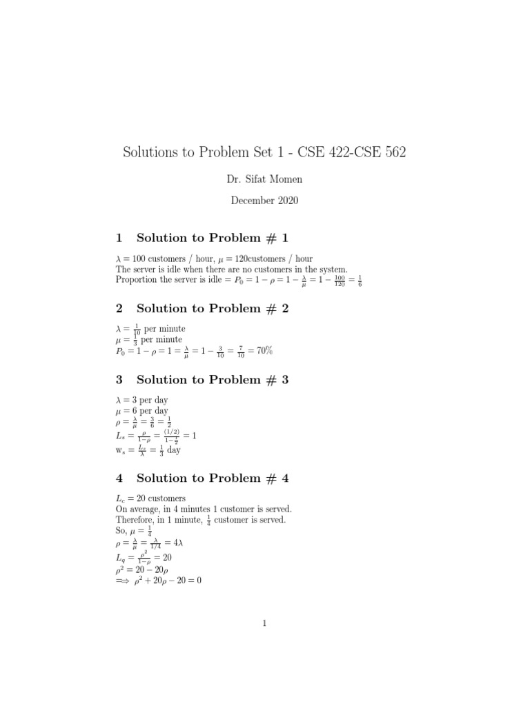 Solutions To Problem Set 1 - CSE 422-CSE 562 | PDF | Statistical Theory | Probability Theory