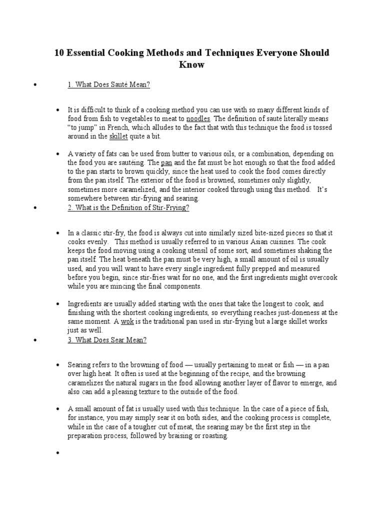 10 Essential Cooking Method | PDF | Grilling | Baking