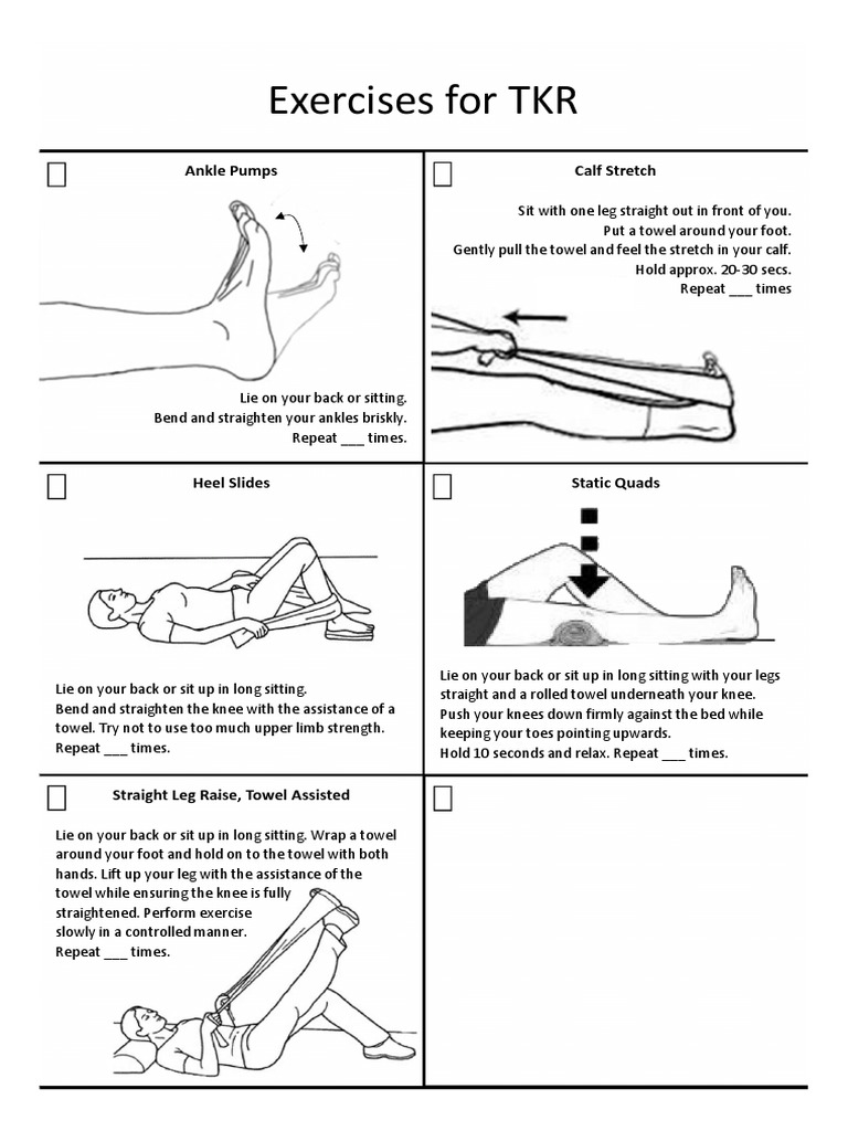 Exercises For TKR: Calf Stretch Ankle Pumps | PDF