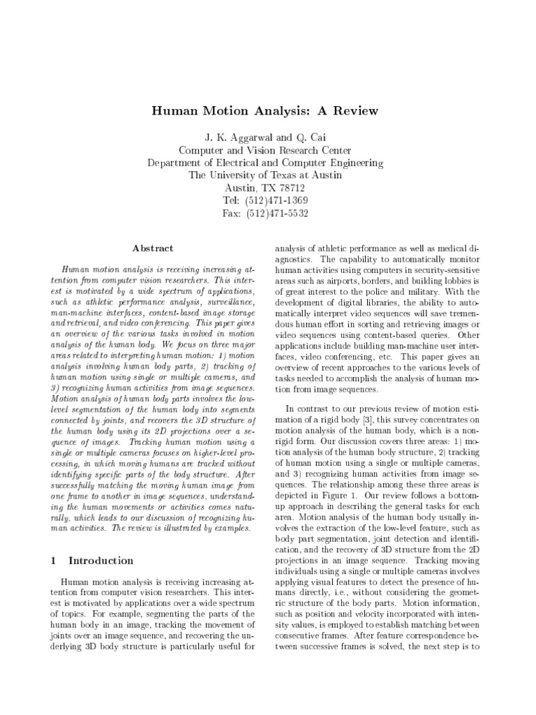 Human Motion Analysis - A Review | PDF | Teaching Mathematics ...