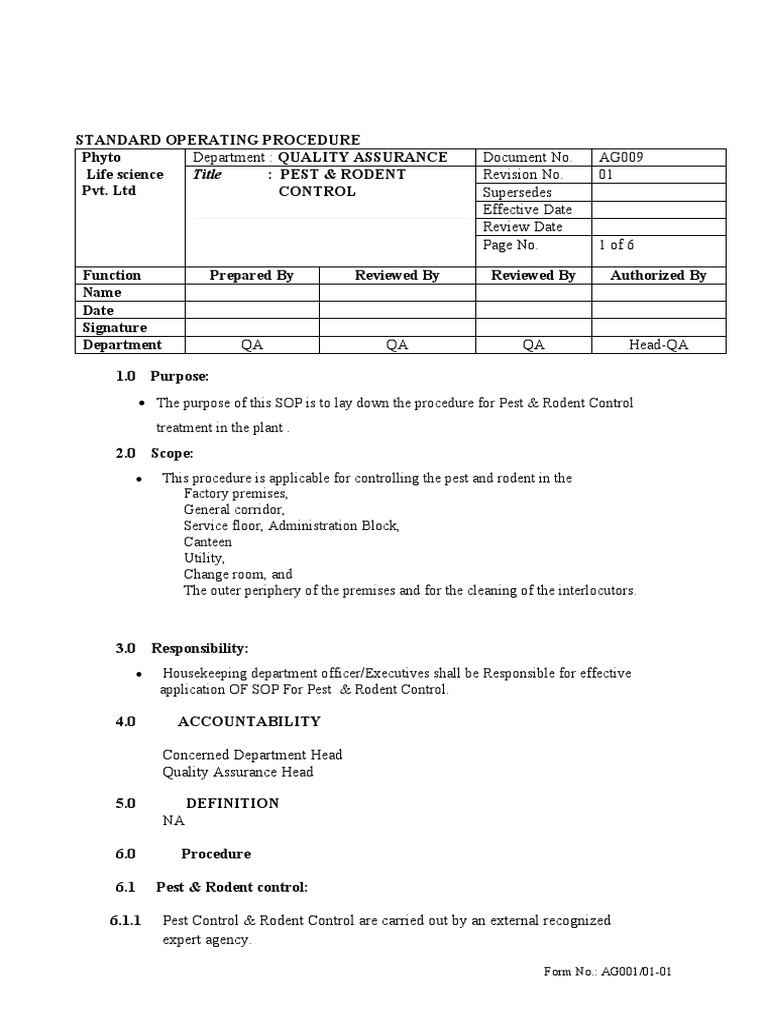 Job Description | PDF | Pest Control | Quality Assurance