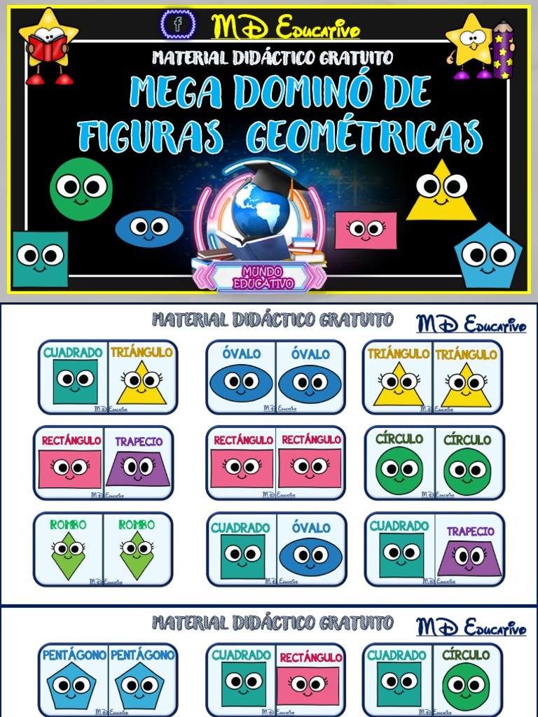 Dominó de Figuras Geométricas | PDF | Rectángulo | Objetos geométricos