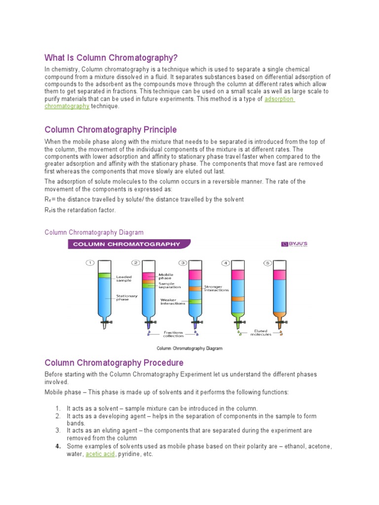What Is Column Chromatography | PDF | Chromatography | Elution